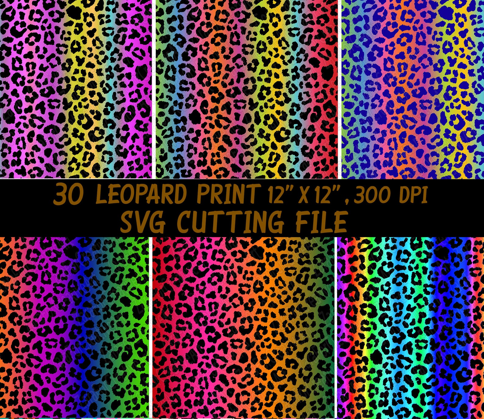 30 Colorful Leopard SVG Bundle 2 Animal Print Background | Etsy