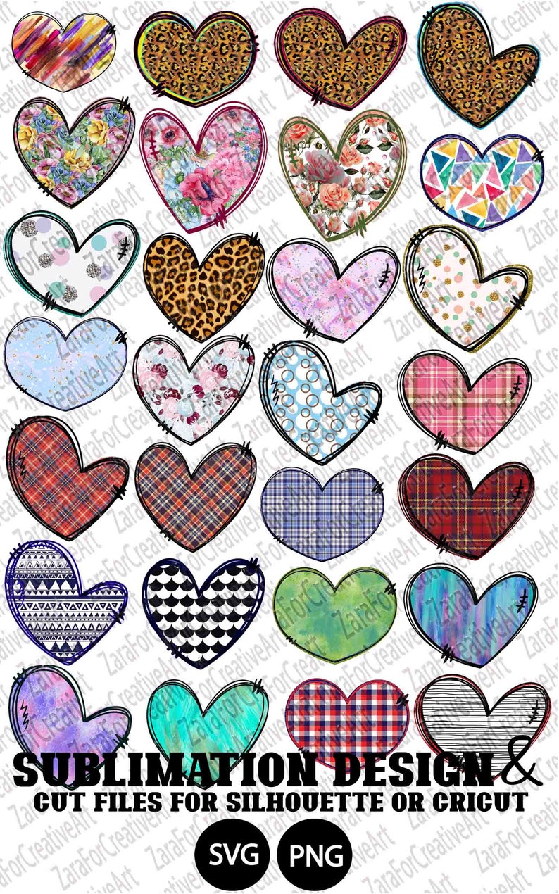60 Heart SVG sublimation design Bundle Love clipart | Etsy