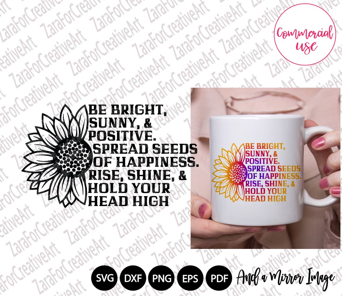 Be Bright Sunny Positive Spread Happiness Rise Shine Hold - Etsy