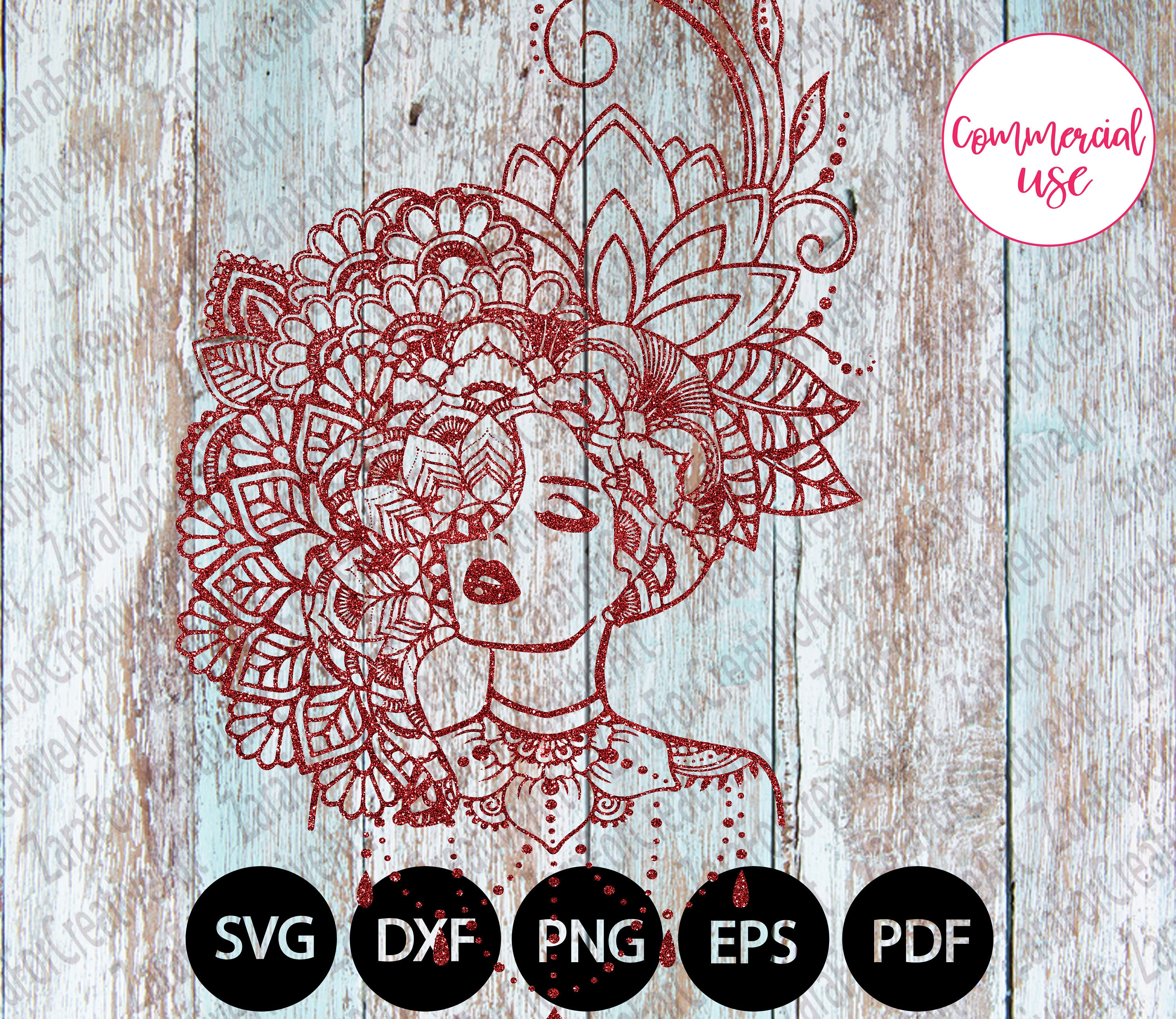 Mandala Style Woman Lady SVG Mandala Zentangle SVG Clipart | Etsy