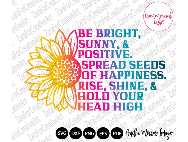 Be Bright Sunny Positive Spread Happiness Rise Shine Hold - Etsy