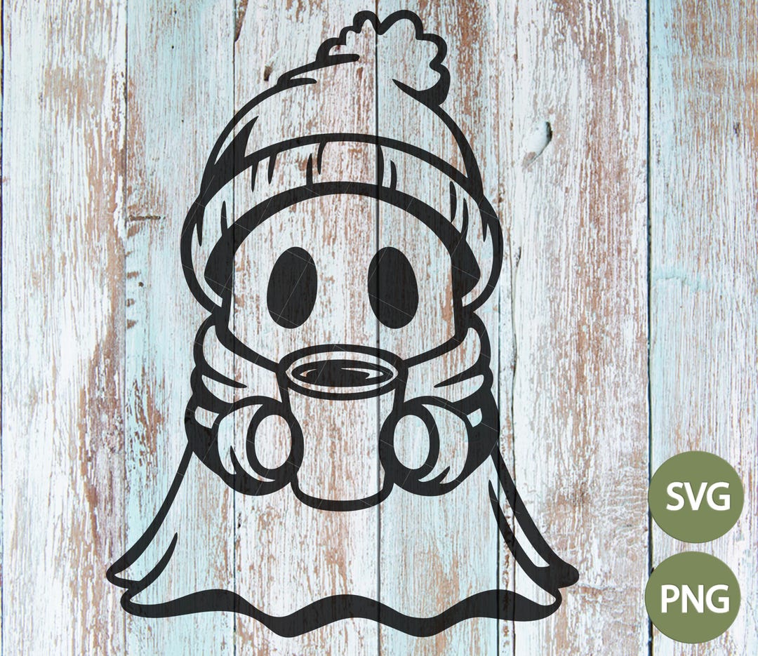 Cute Halloween Ghosts Svg, a Cute Cartoon Ghost Wearing a Winter Hat ...