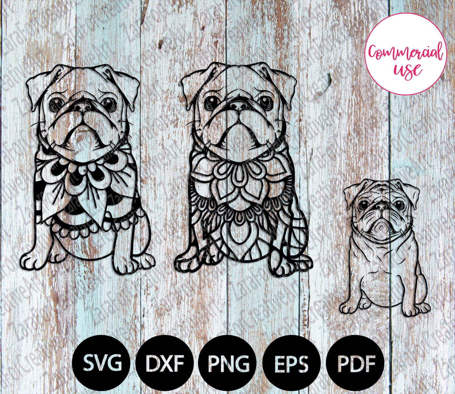 9 Style Pug Dog Mandala Zentangle SVG Pug Dog Svg Mandala - Etsy Canada