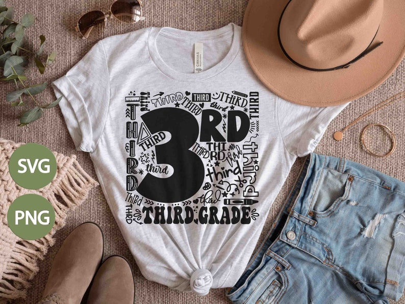 3rd Grade Typography Doodle PNG SVG Third Grade Doodle SVG - Etsy
