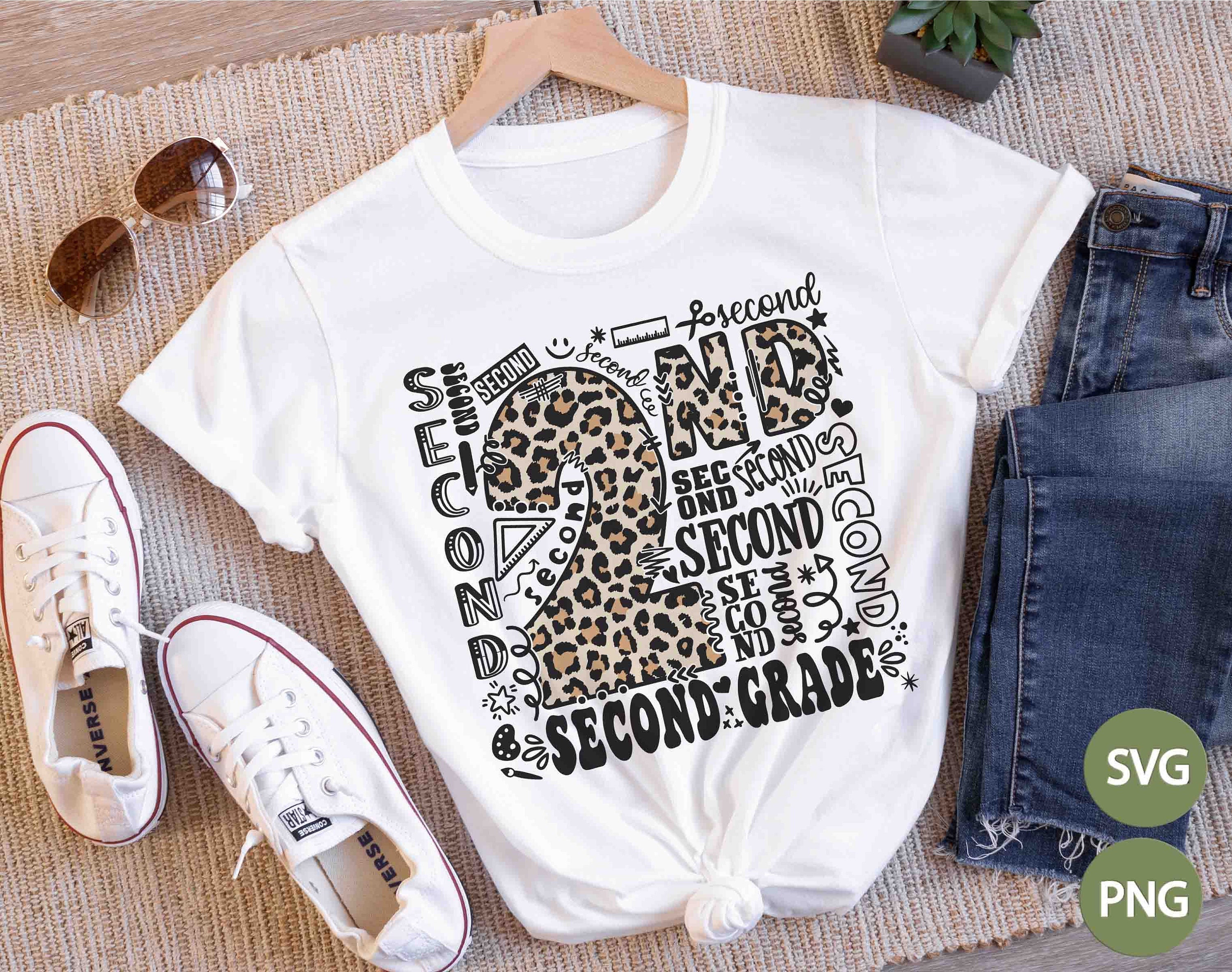 Second Grade Typography SVG 2nd Grade Doodle Leopard PNG - Etsy