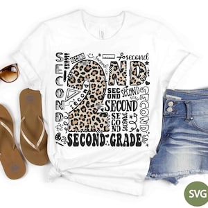 Second Grade Typography SVG, 2nd Grade Doodle Leopard PNG, Back to ...