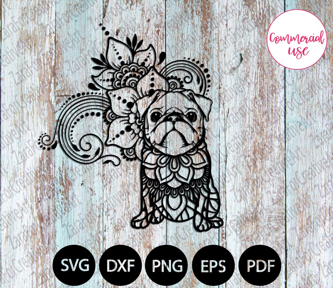 9 Style Pug Dog Mandala Zentangle SVG Pug Dog Svg Mandala - Etsy