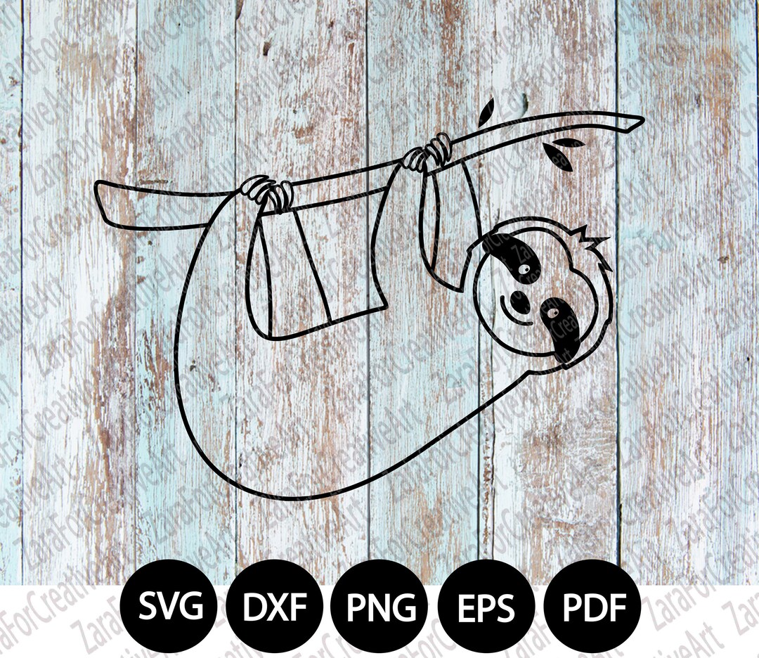 Hanging Sloth SVG Sloth Clipart Sloth Png Download Printable - Etsy