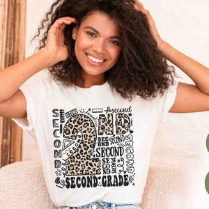 Second Grade Typography SVG, 2nd Grade Doodle Leopard PNG, Back to ...