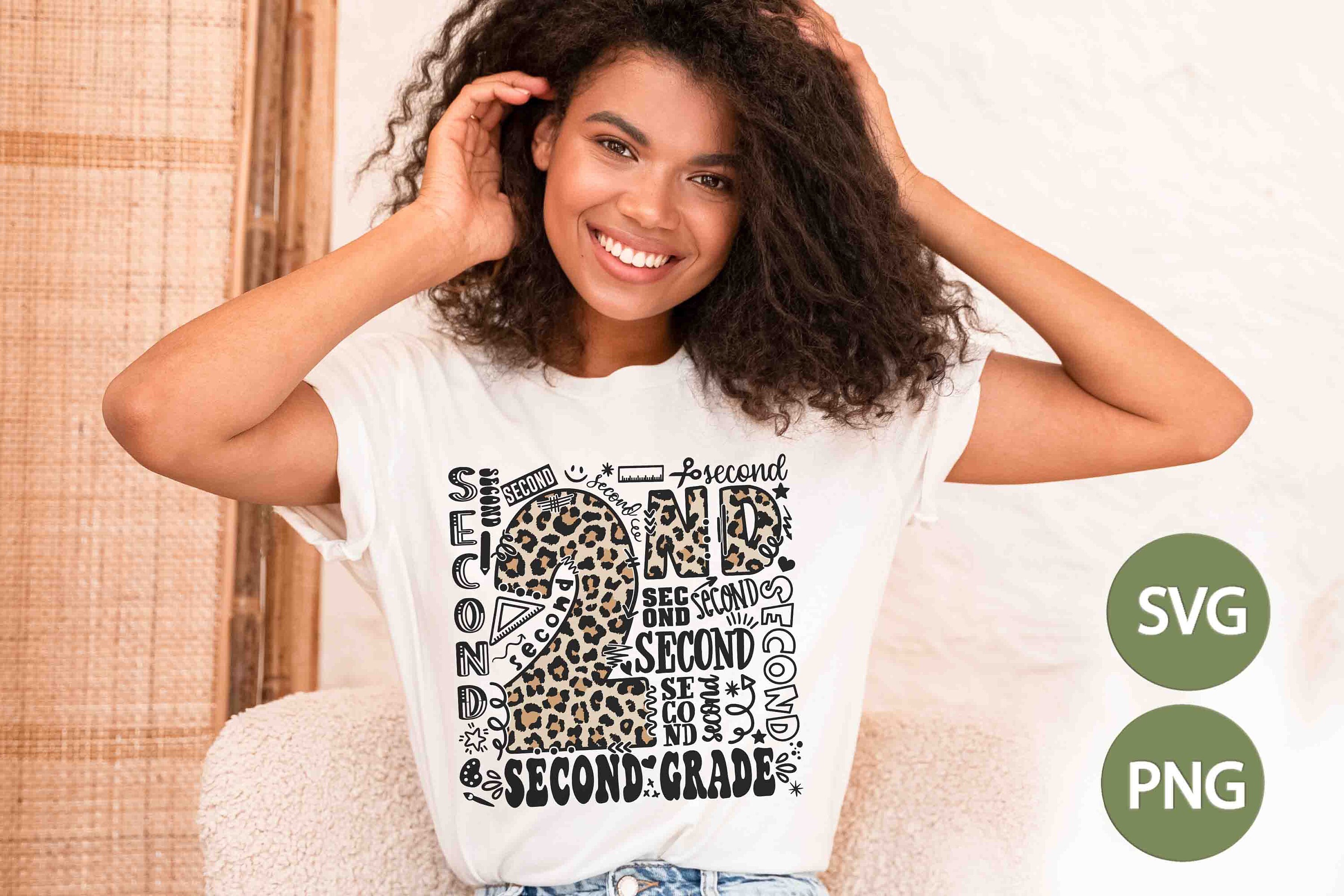 Second Grade Typography SVG 2nd Grade Doodle Leopard PNG - Etsy