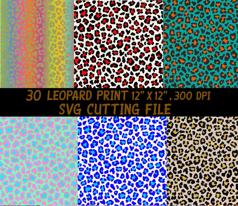 30 Colorful Leopard SVG Bundle 2 Animal Print Background | Etsy