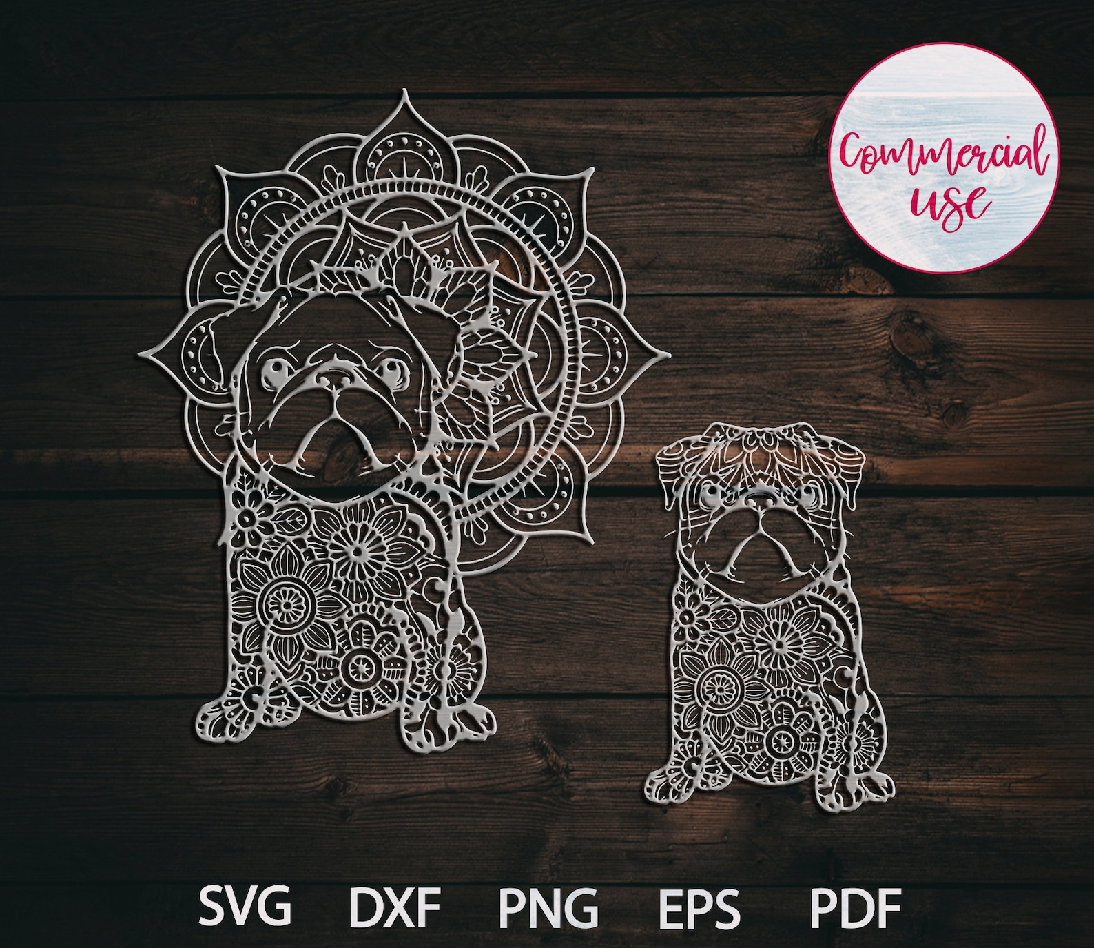 9 Style Pug Dog Mandala Zentangle SVG Pug Dog Svg Mandala - Etsy