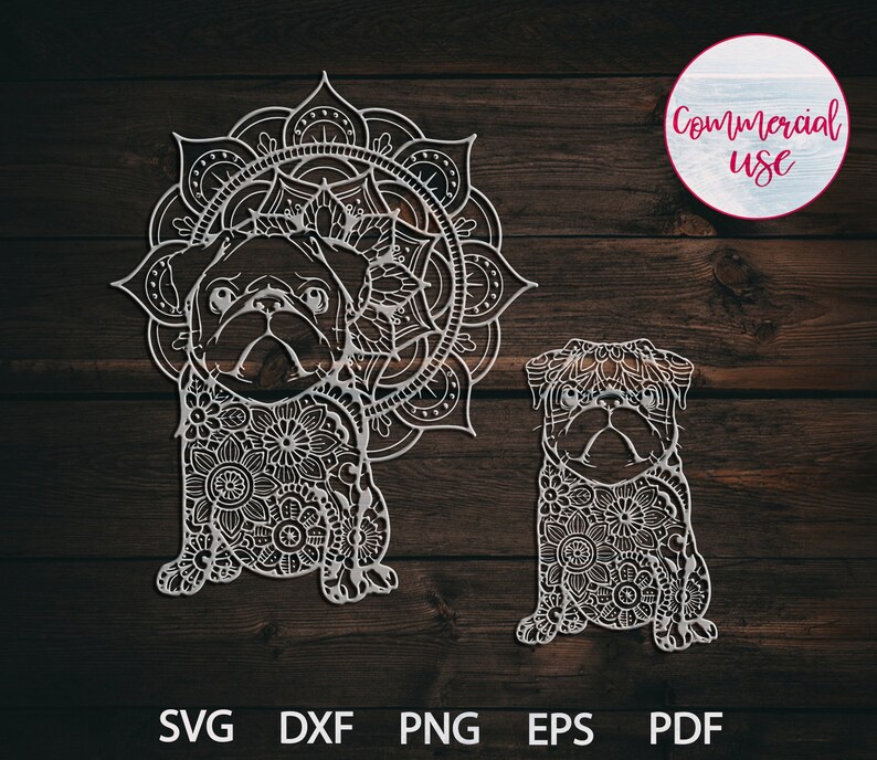 9 Style Pug Dog Mandala Zentangle SVG Pug Dog Svg Mandala - Etsy