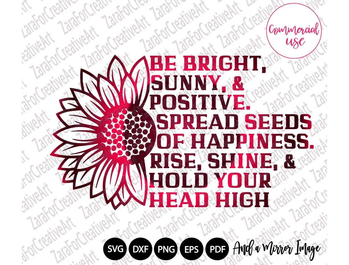 Be Bright Sunny Positive Spread Happiness Rise Shine Hold - Etsy