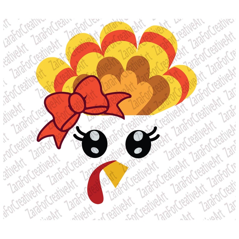 Turkey Face Svg Thanksgiving Svg Turkey Clipart Turkey Girl - Etsy