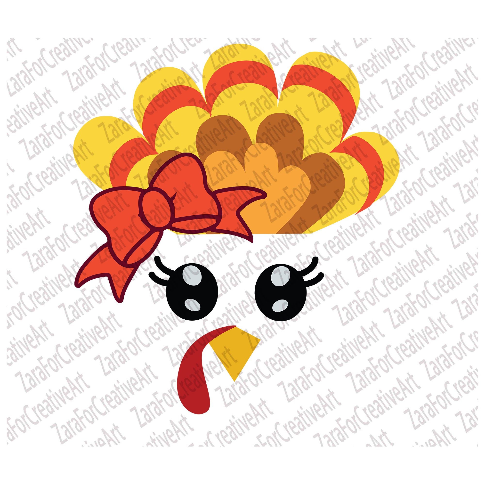 Turkey Face Svg Thanksgiving Svg Turkey Clipart Turkey Girl - Etsy