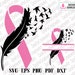 Breast Cancer Svg Split Svg Ribbon Feather and Birds SVG Breast Cancer ...
