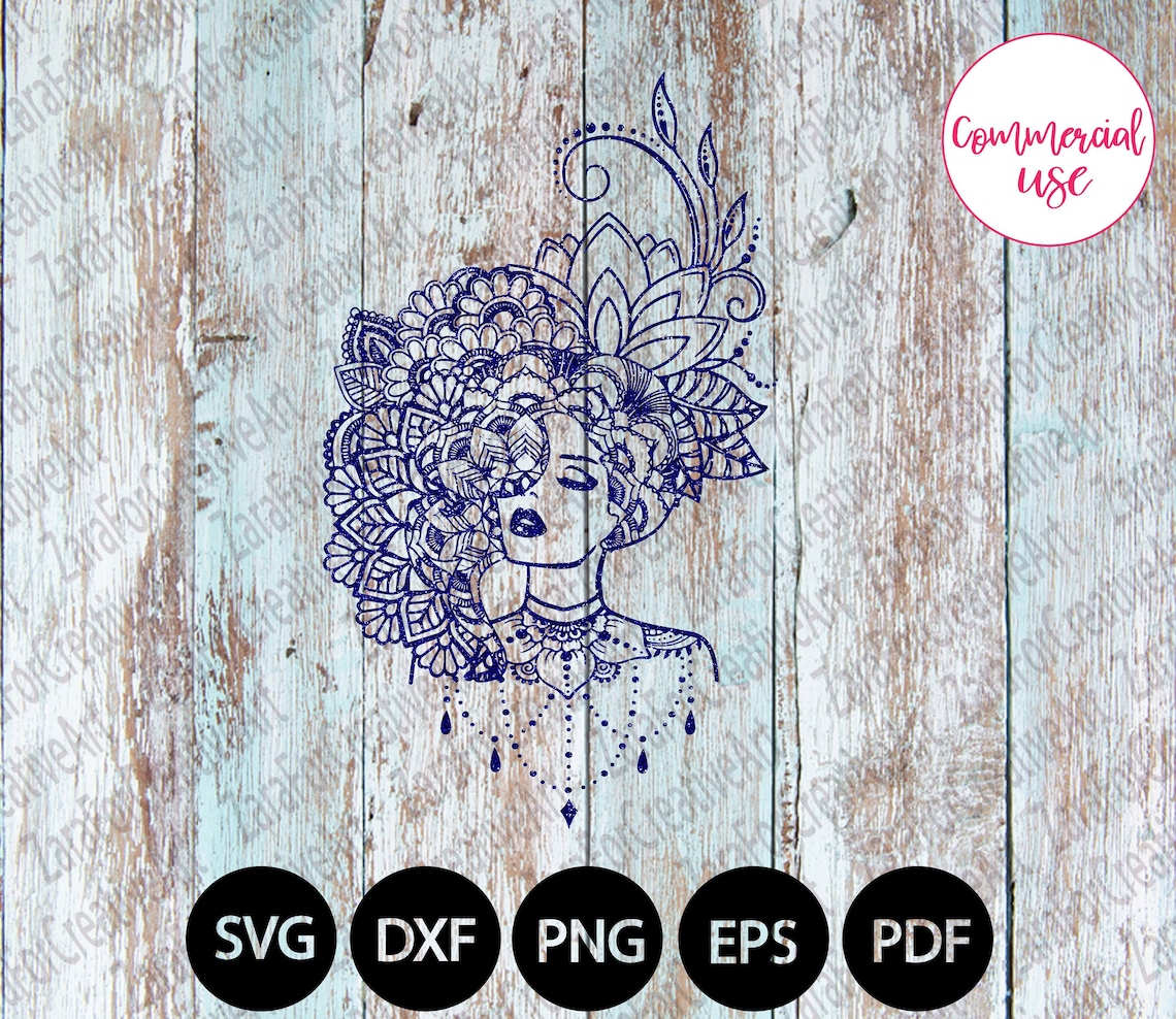 Mandala Style Woman Lady SVG Mandala Zentangle SVG Clipart - Etsy
