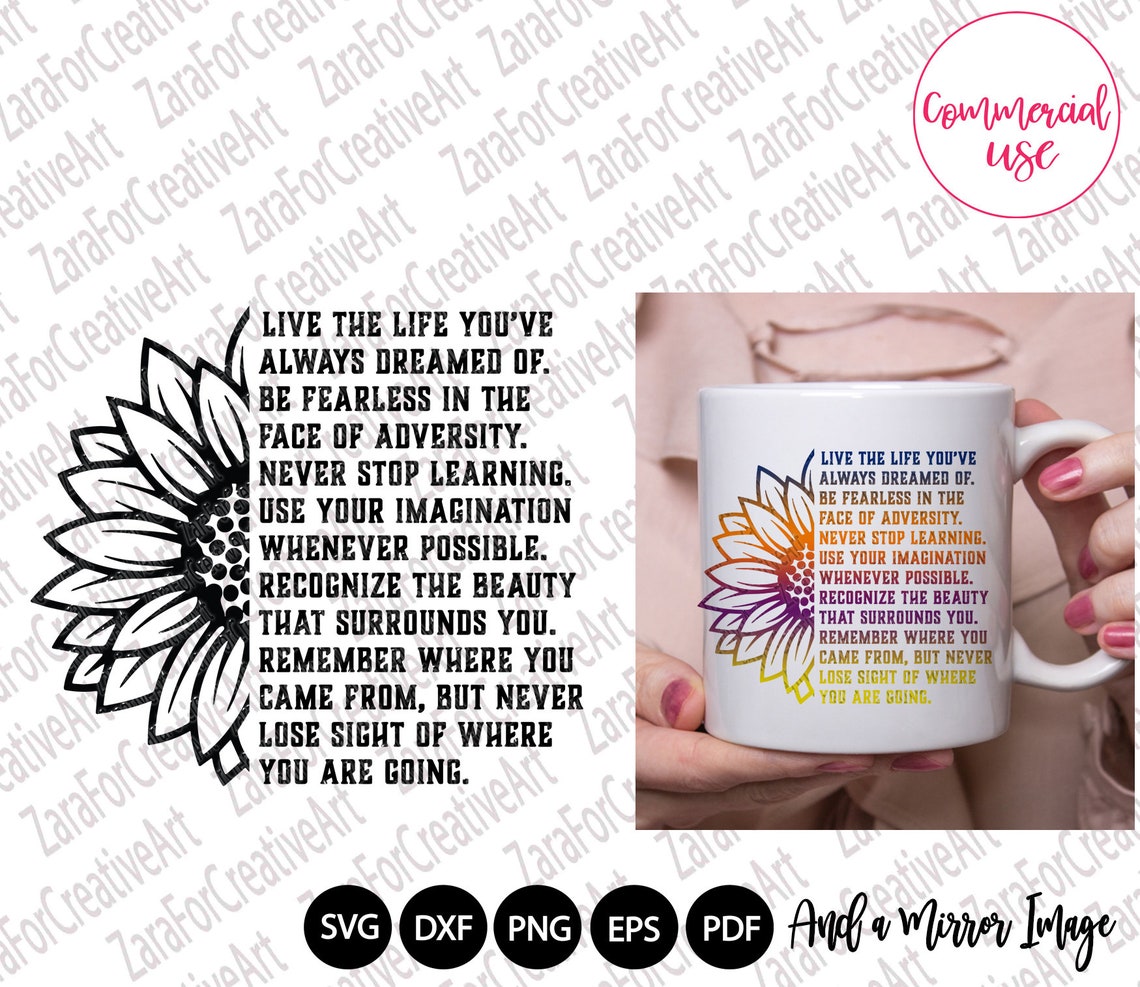 Inspirational Motivational Quote SVG PNG Live the Life - Etsy