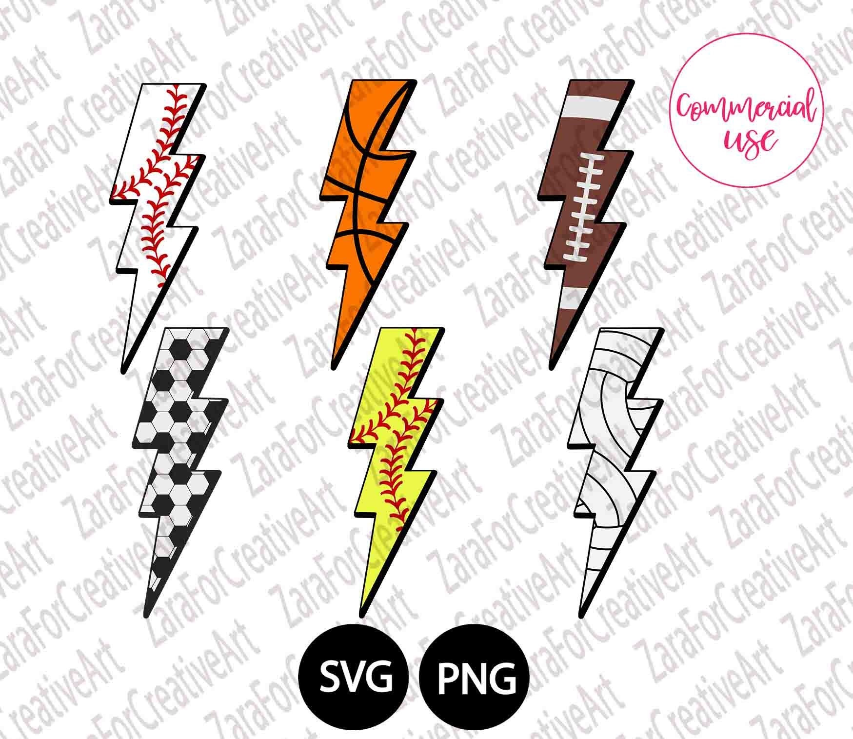 Lightning Bolt SVG Football Basketball Baseball Softball - Etsy