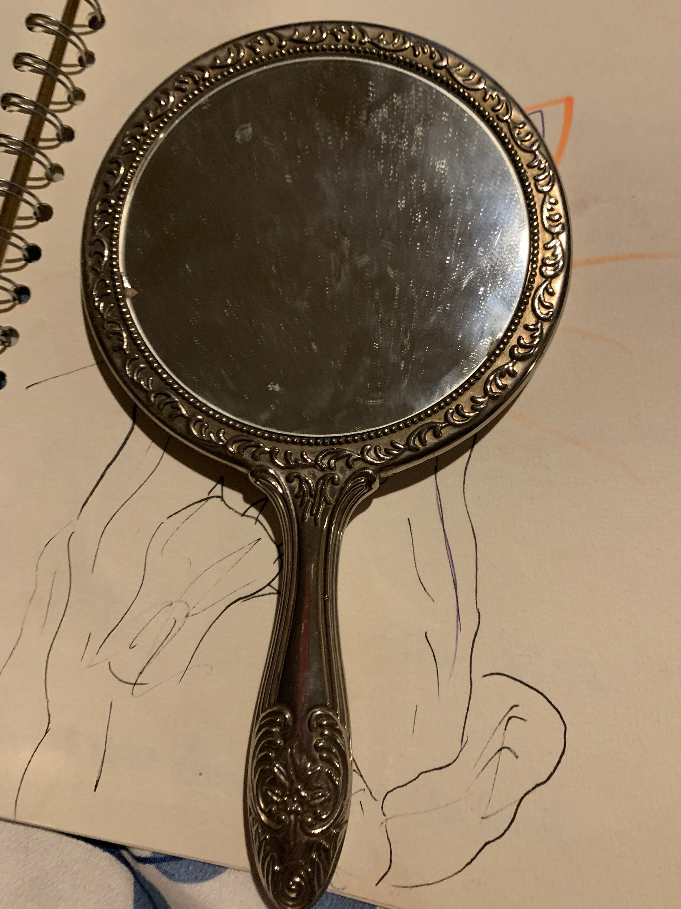 Antique Hand Mirror Drawing