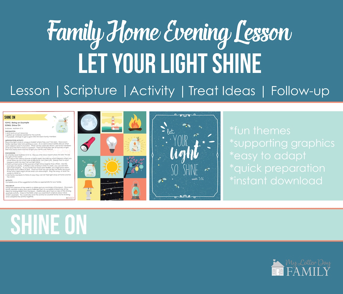 Let Your Light Shine Family Home Evening Lesson Plan Instant Download ...