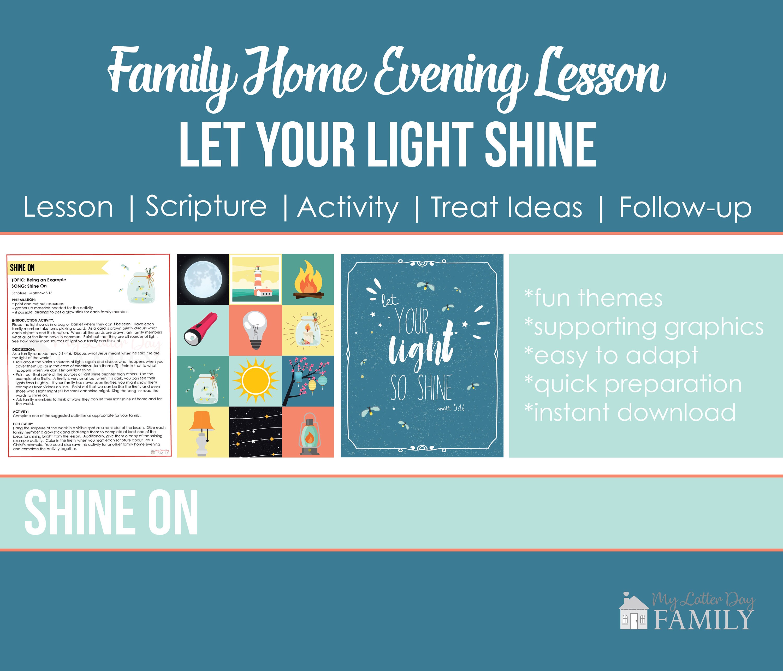 Let Your Light Shine Family Home Evening Lesson Plan Instant Download ...