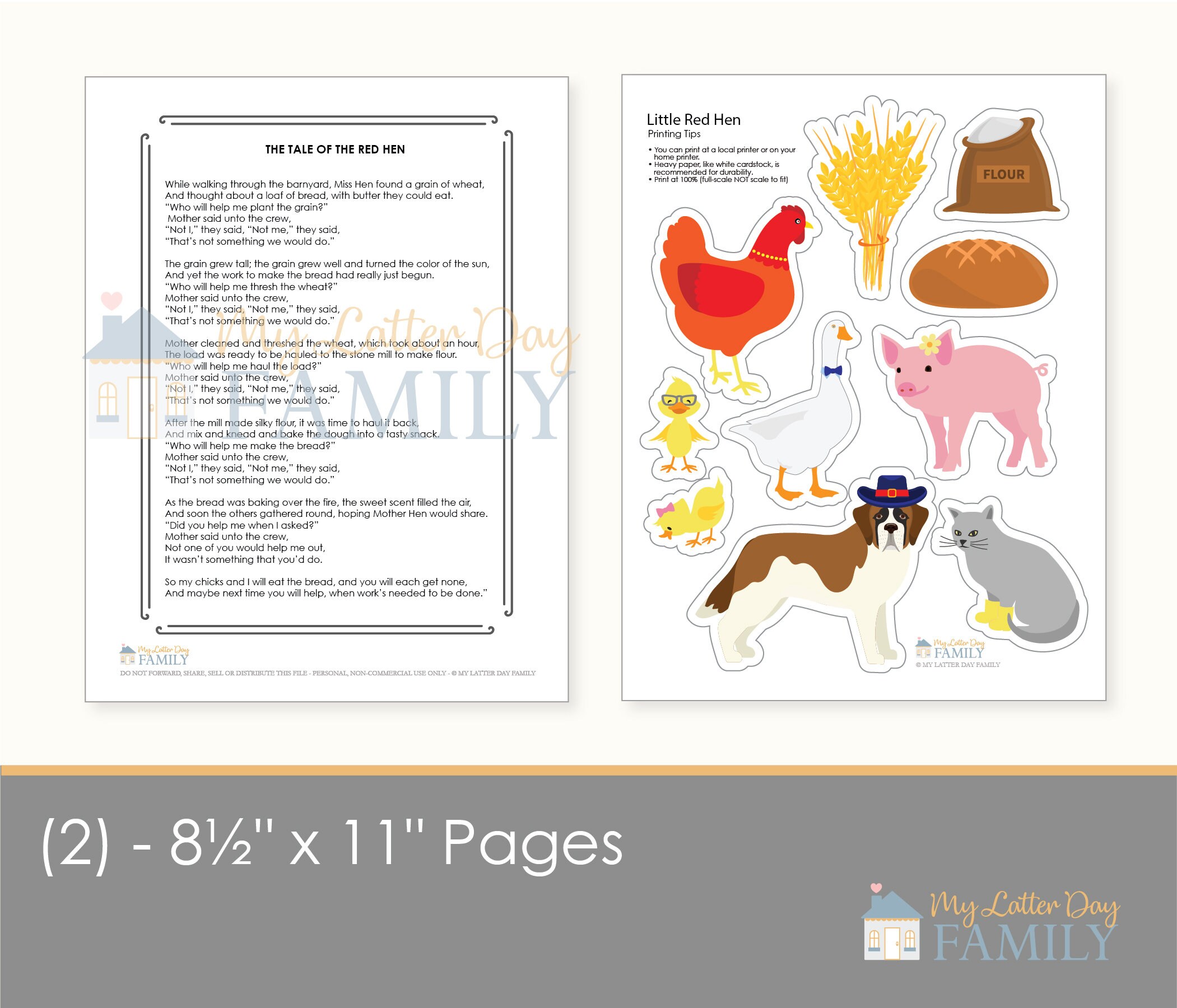 Little Red Hen Story Graphics for Story Time Printable DIGITAL Instant ...