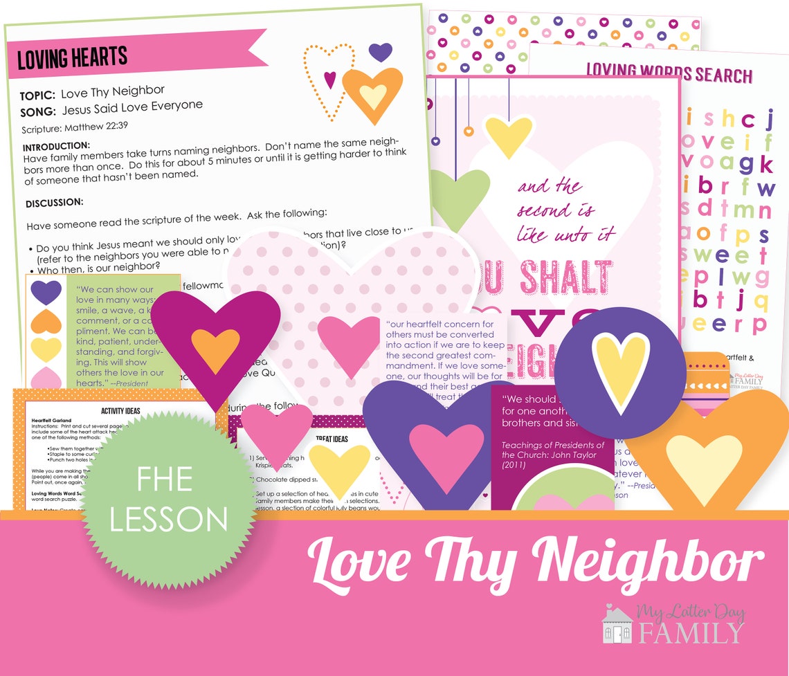 Love Thy Neighbor Family Home Evening Lesson Plan Downloadable - Etsy