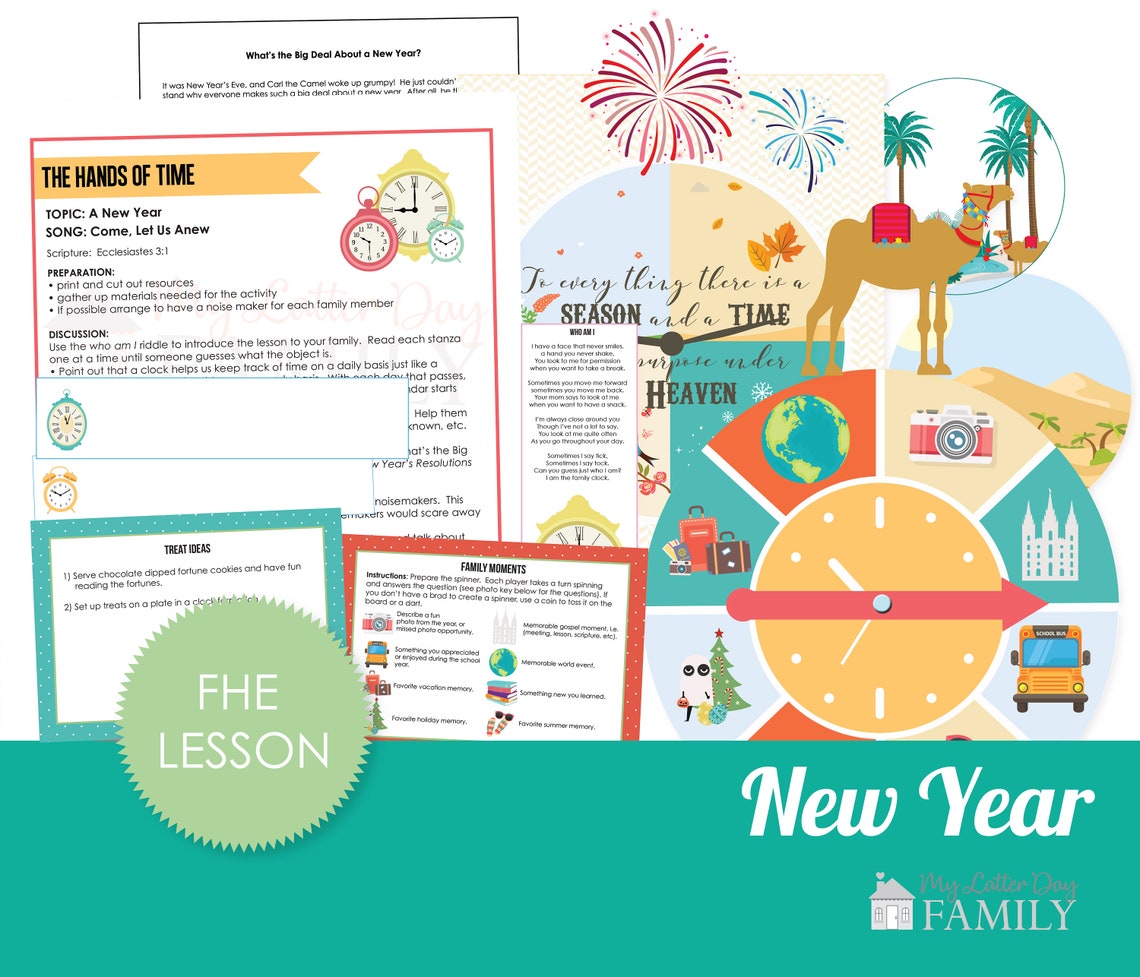 New Year Family Home Evening Lesson Plan Instant Printable Lesson Plan ...