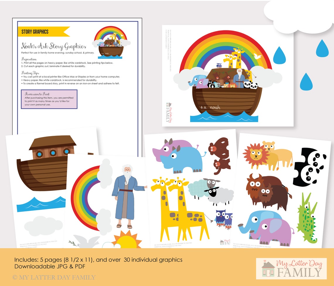 Noah's Ark Story Graphics DIGITAL Instant Download to Print - DIY ...