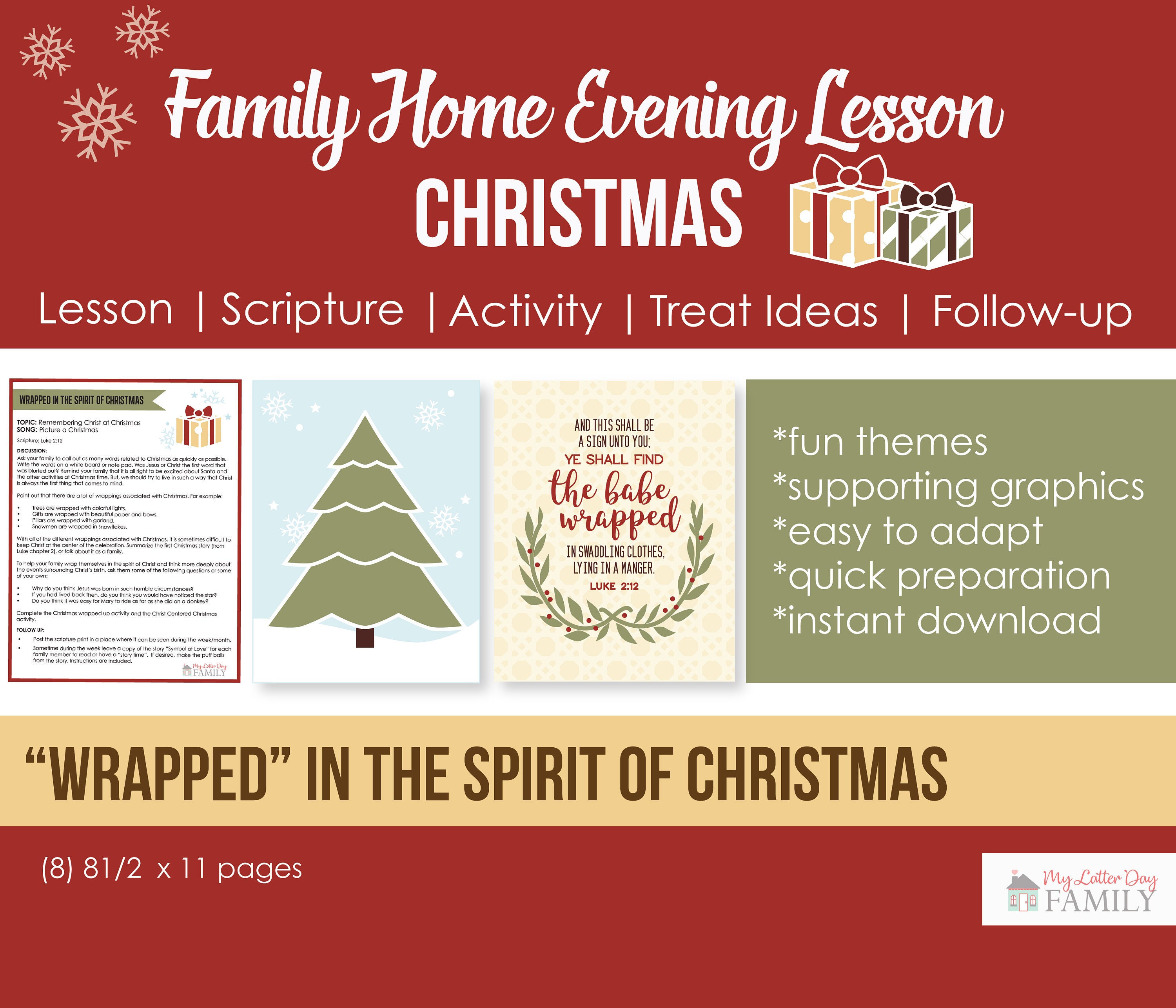Christmas Family Home Evening Lesson Plan Printable DIGITAL Instant ...