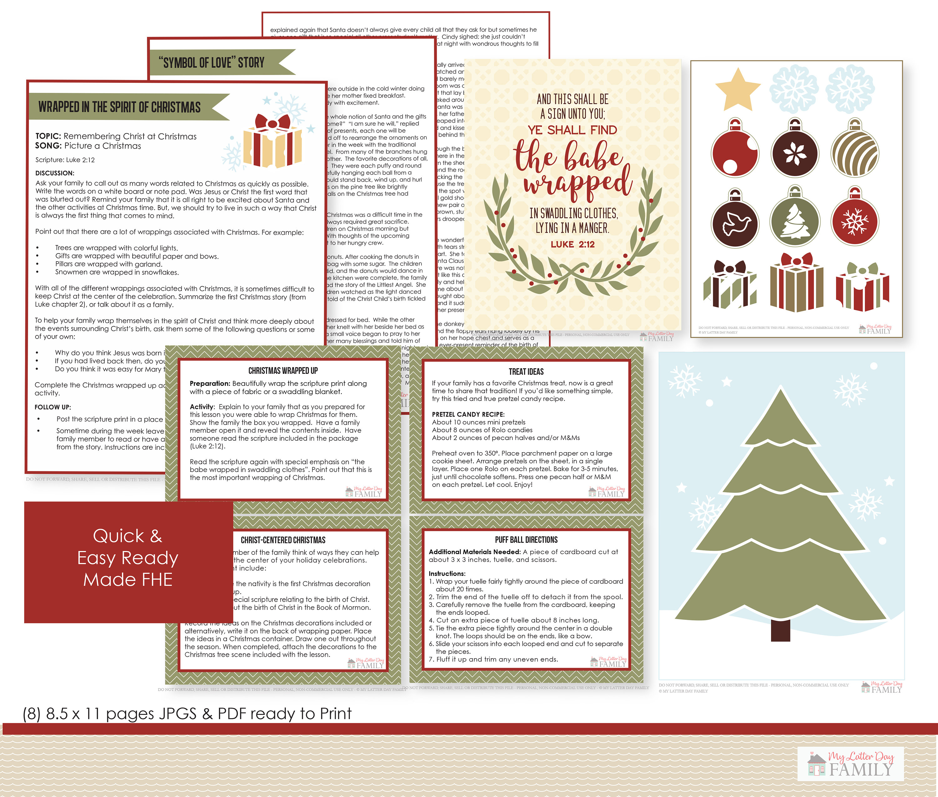 Christmas Family Home Evening Lesson Plan Printable DIGITAL Instant ...