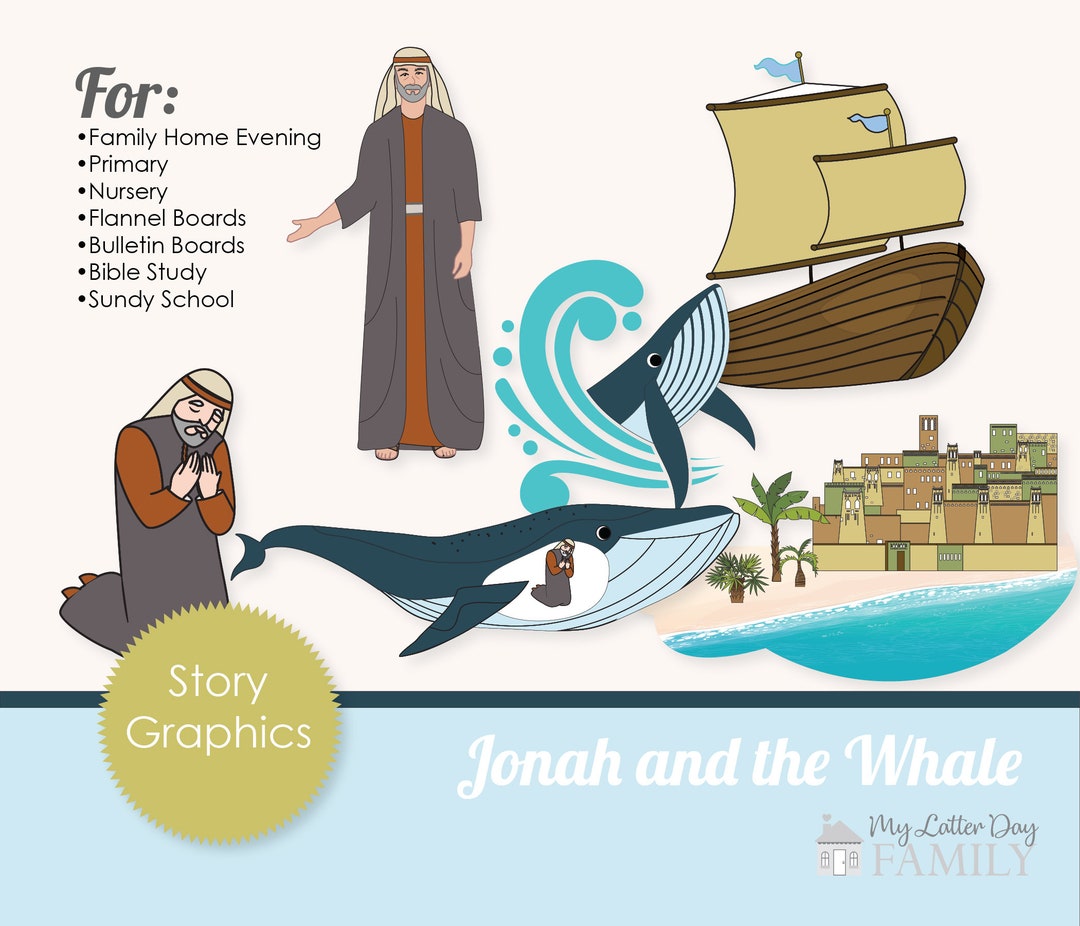 Jonah and the Whale Story Graphics, Printable DIGITAL Instant Download ...