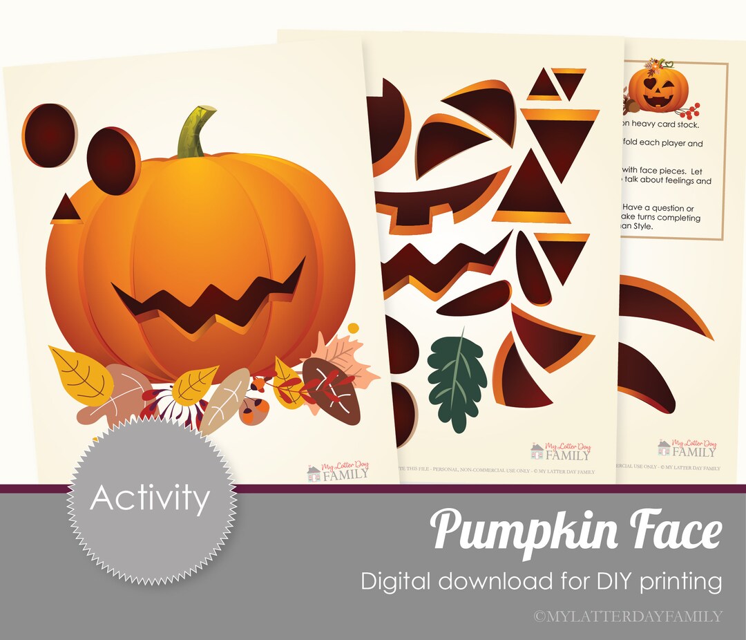 Printable Jack-o-lantern Make A Face, Halloween Activity for Singing ...