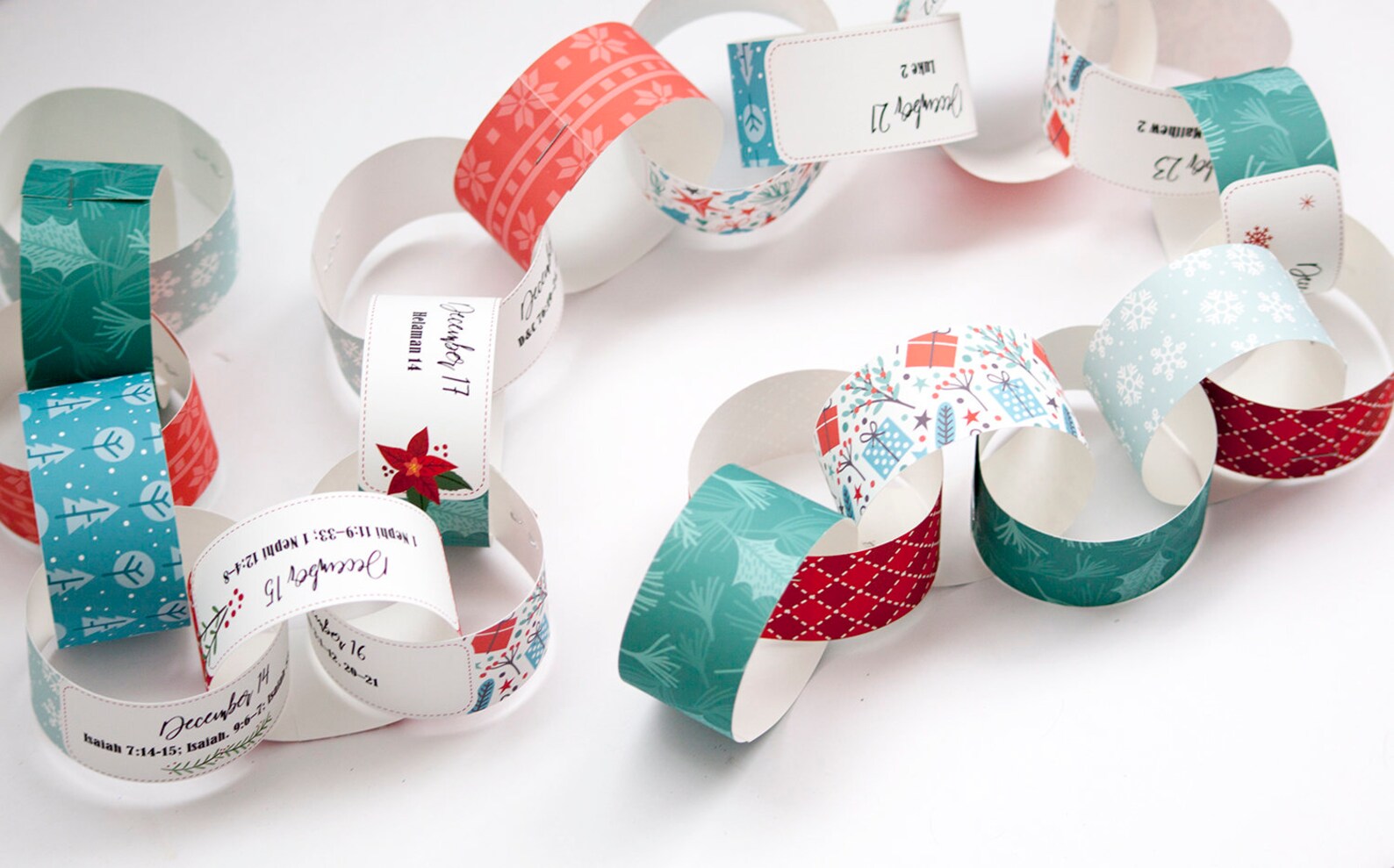 Printable Christmas Paper Chain Countdown, 12 Days of Christmas ...