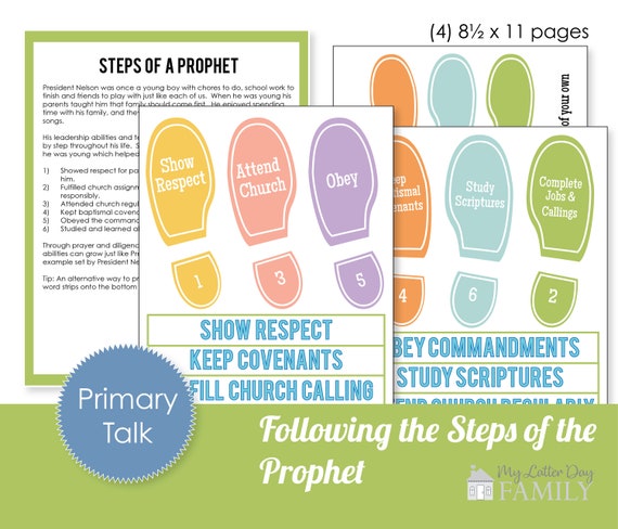 LDS Primary Talk Printable With Graphics Topic: Following the | Etsy