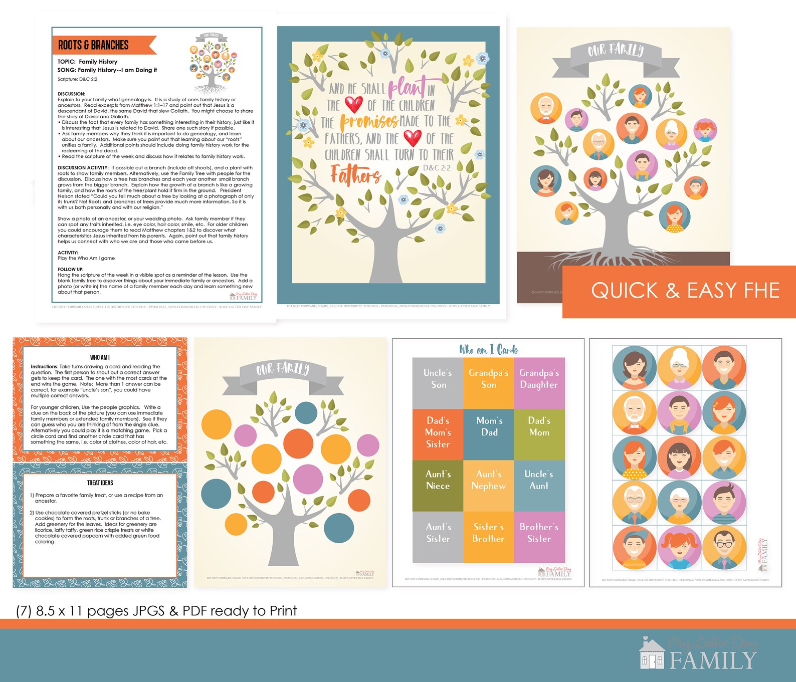 Family Home Evening Lesson Plan on Family History Genealogy Instant ...