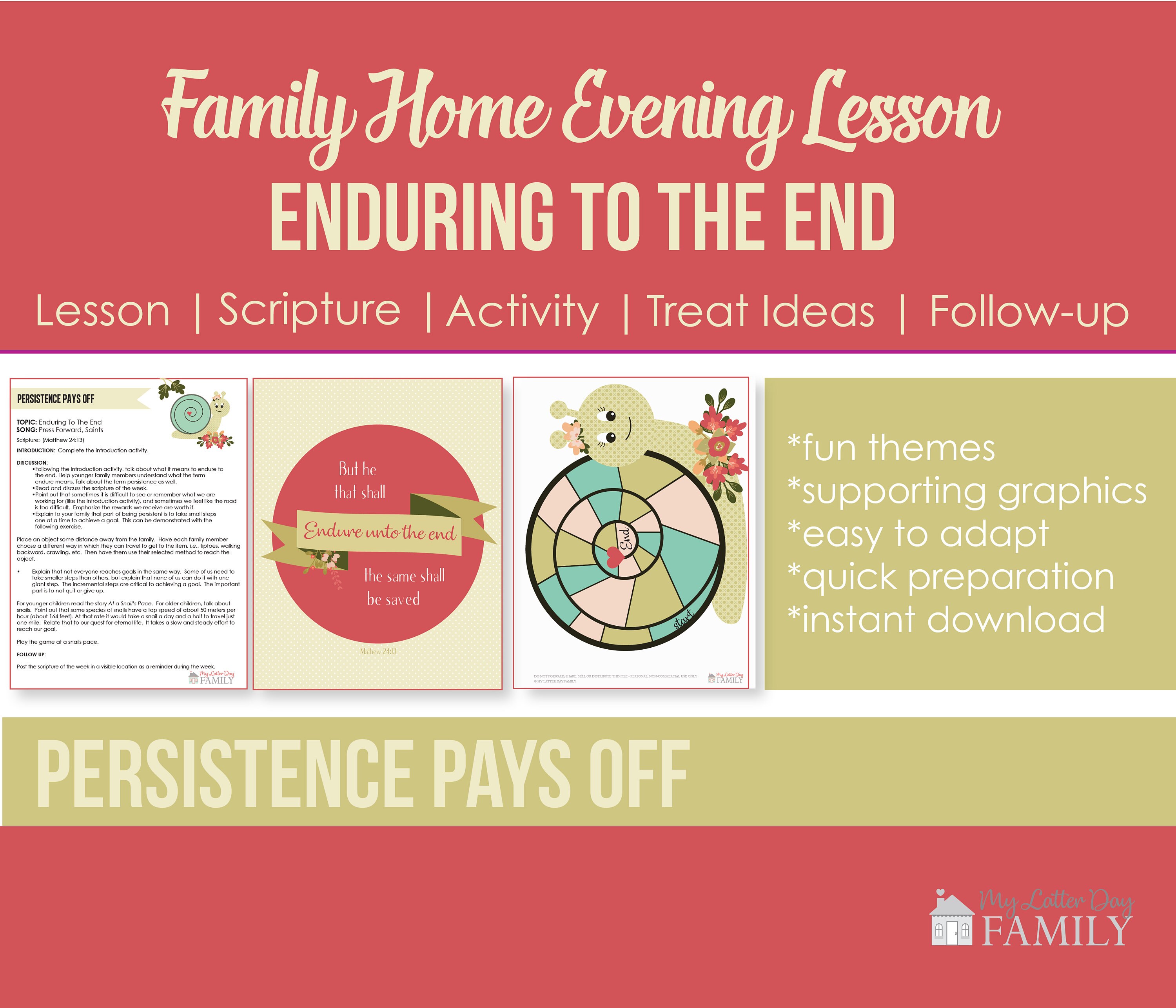 Family Home Evening Lesson Plan Enduring to the End, Printable Family ...