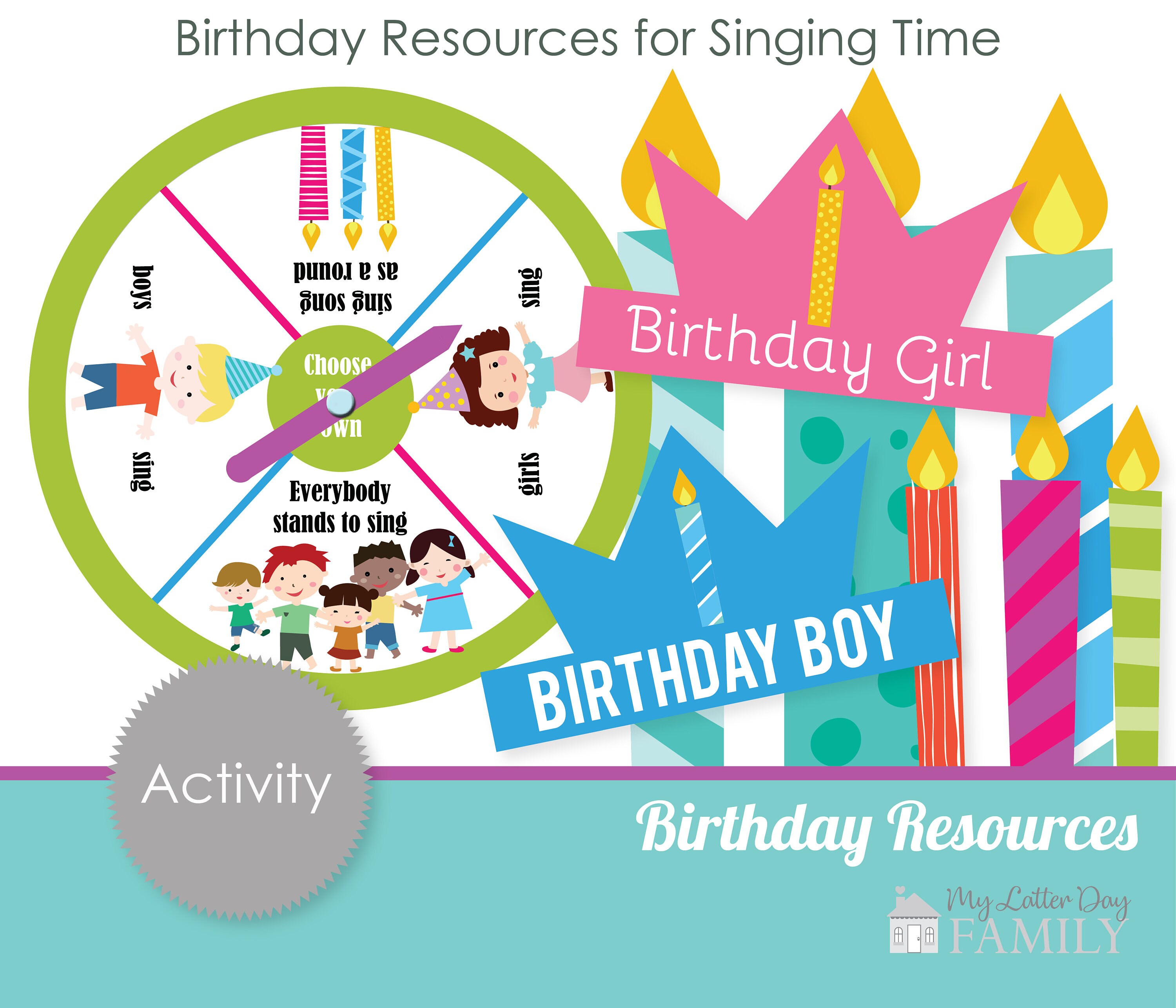 Music Time Birthday Resources Activities Printable Spinner Singing Time ...