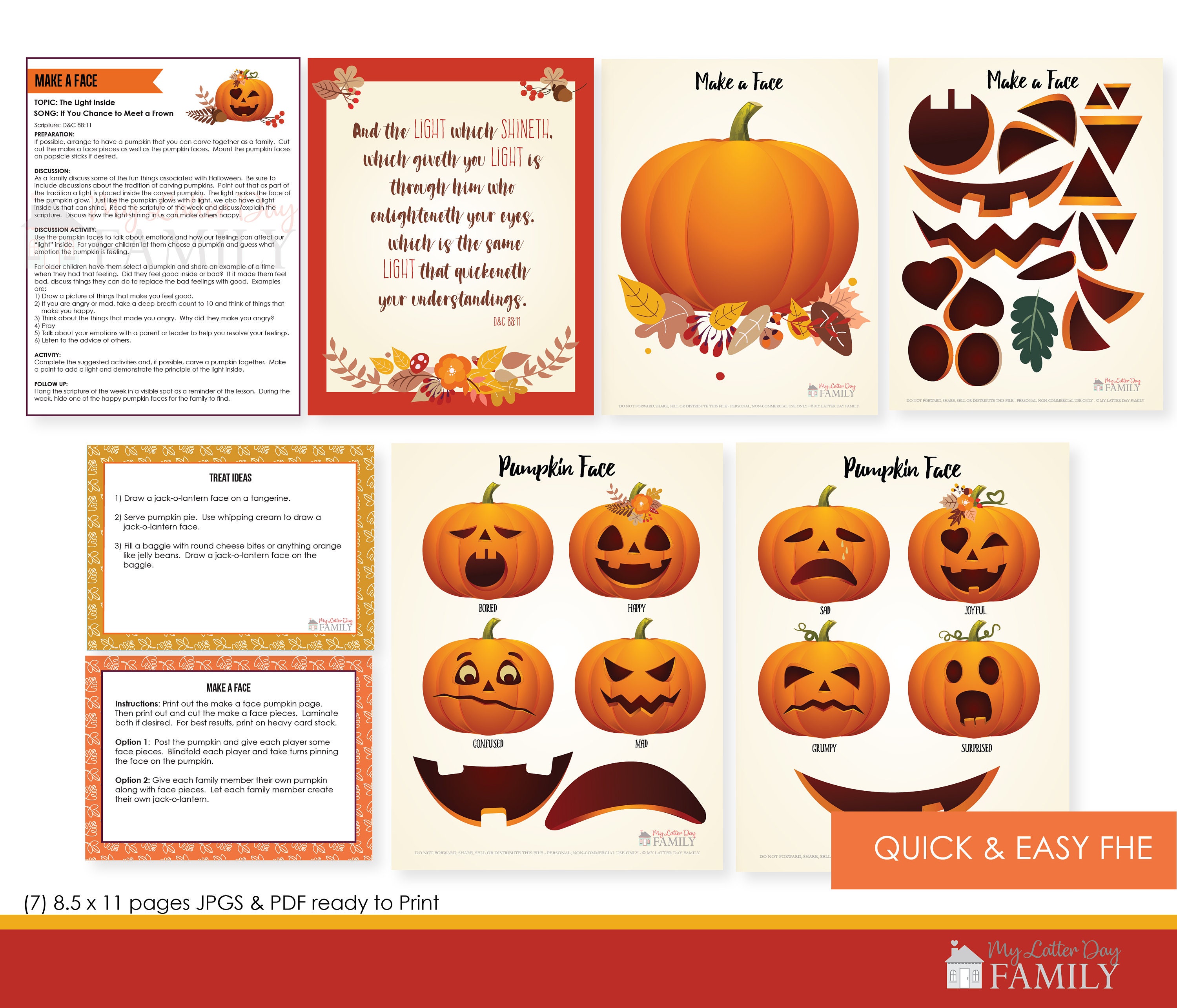 Family Home Evening Lesson Plan Halloween the Light Within Pumpkin ...