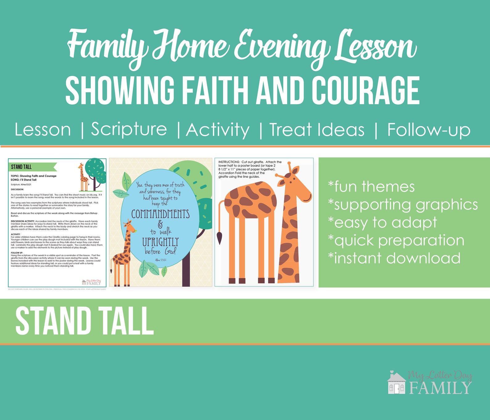Family Home Evening Lesson - Stand Tall With Graphics DIGITAL Lesson ...