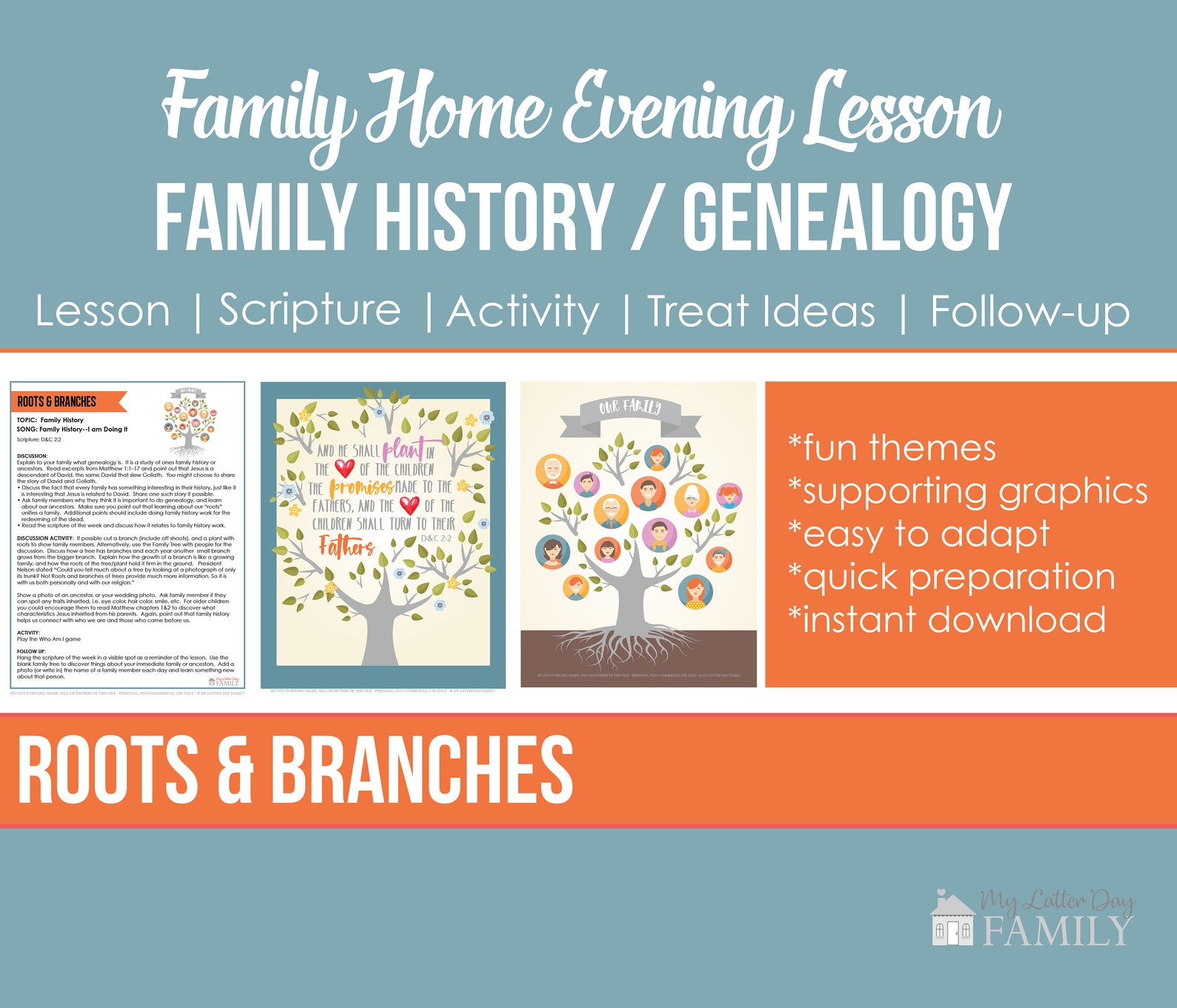 Family Home Evening Lesson Plan on Family History Genealogy Instant ...