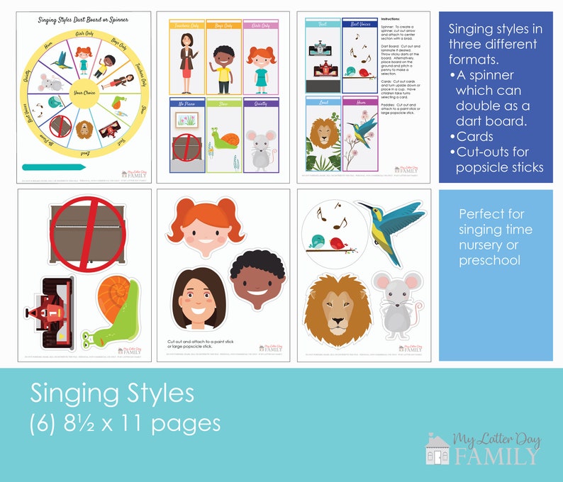 Music Time Singing Styles Activities Printable Spinner Card and Paddles ...