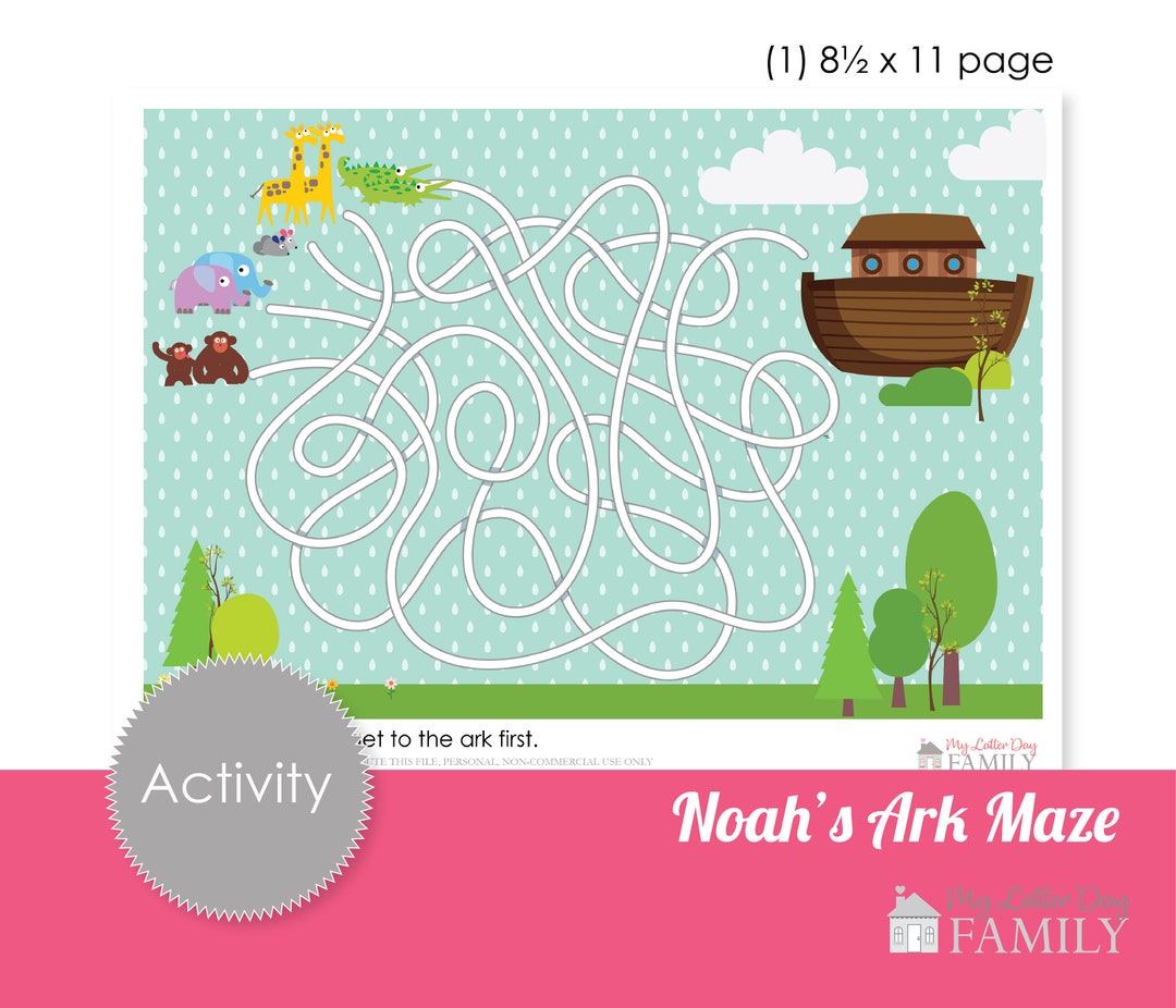 Noah's Ark Maze Printable Activity DIGITAL Instant - Etsy