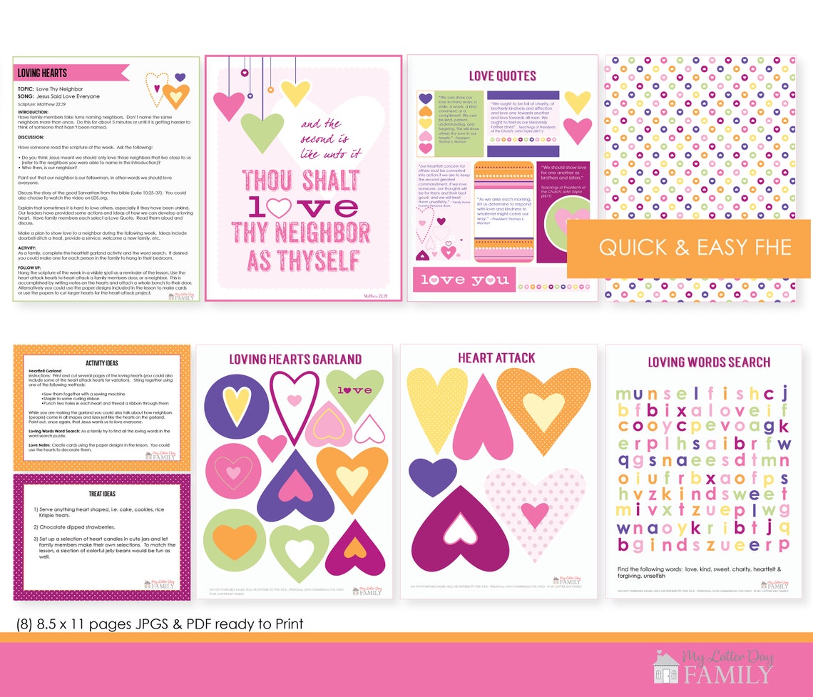 Love Thy Neighbor Family Home Evening Lesson Plan Downloadable - Etsy