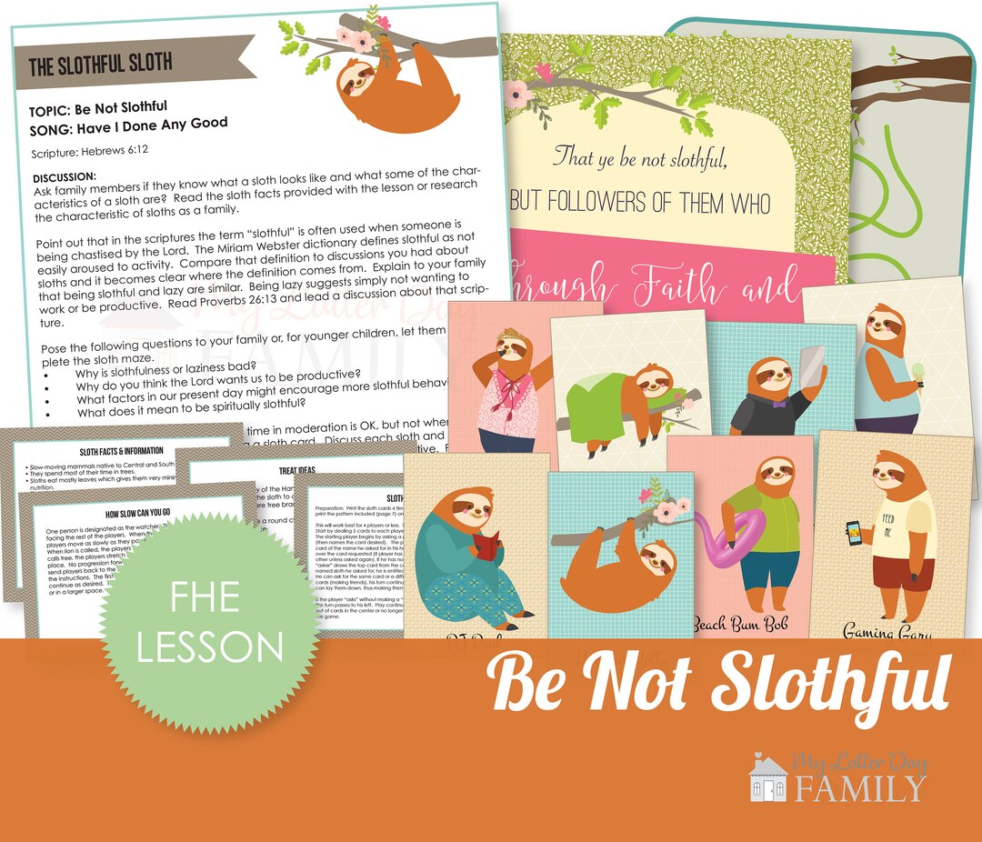 Family Home Evening Lesson Plan Be Not Slothful With Graphics DIGITAL ...