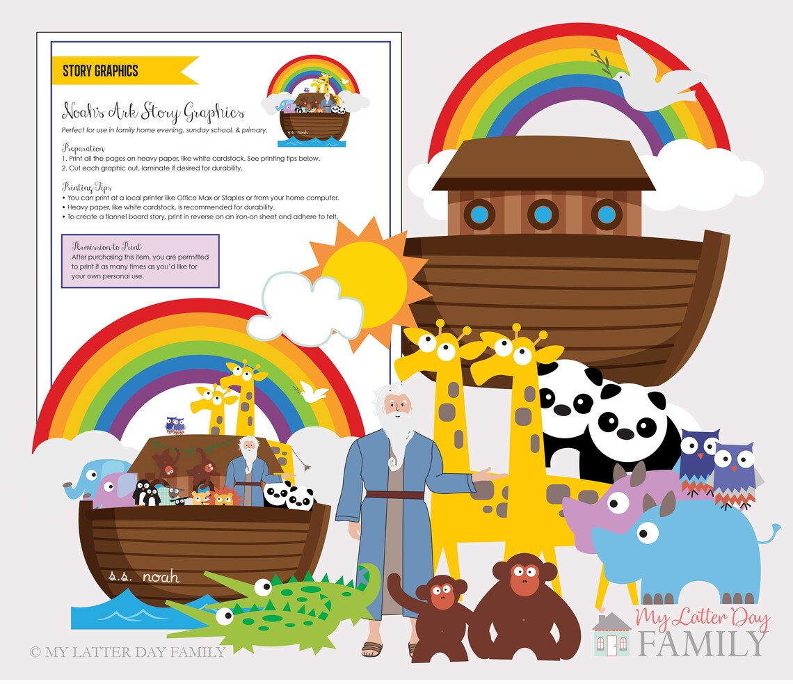 Noah's Ark Story Graphics DIGITAL Instant Download to Print - DIY ...