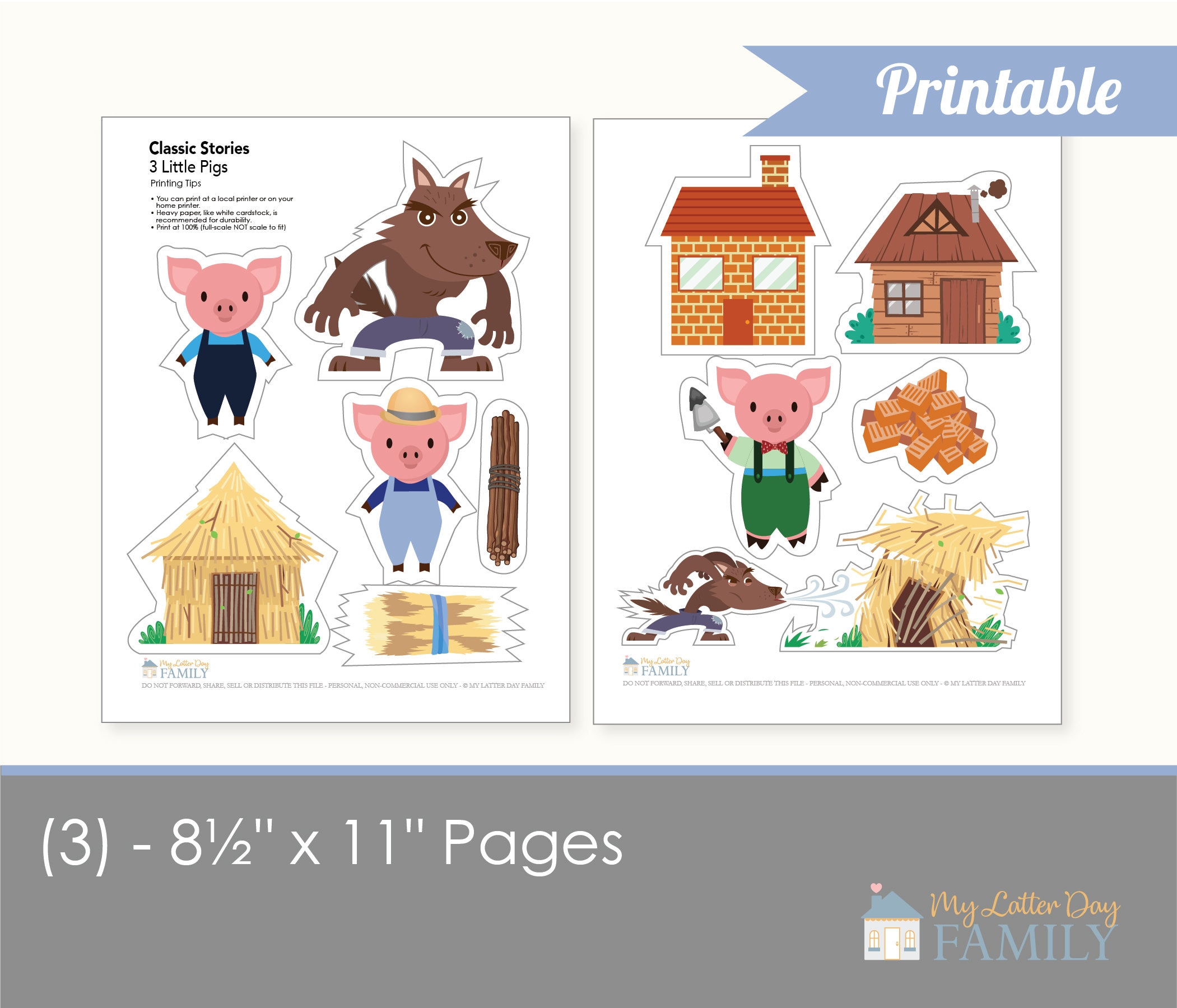 Three Little Pigs Printable Story