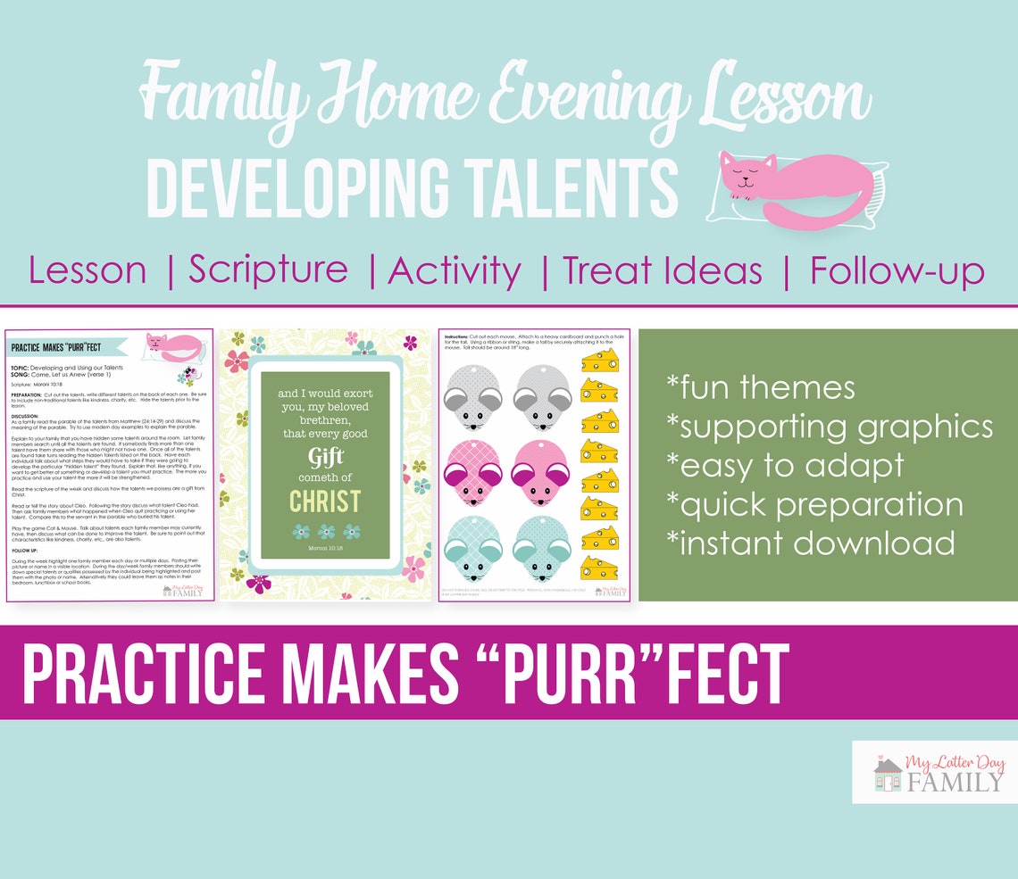 FHE Lesson Plan on Developing Talents Complete With Graphics Printable ...